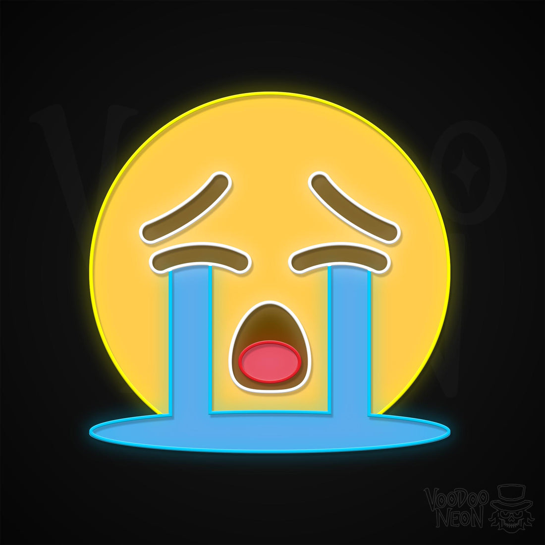 Loudly Crying Face Emoji Neon Sign - Free Shipping - Voodoo Neon