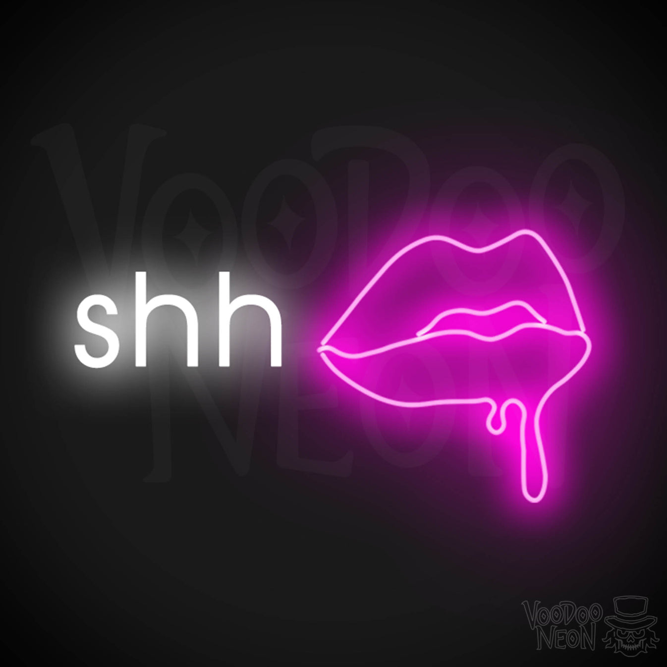 Shhh Kiss Lips Neon Sign | Neon Kiss Sign | Kiss Neon Sign | VOODOO NEON®